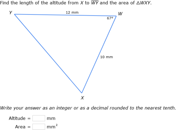 IXL - Area of a triangle: sine formula (Year 10 maths practice)