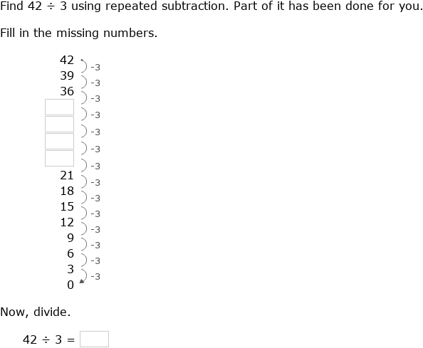 IXL - Divide using repeated subtraction (Year 4 maths practice)