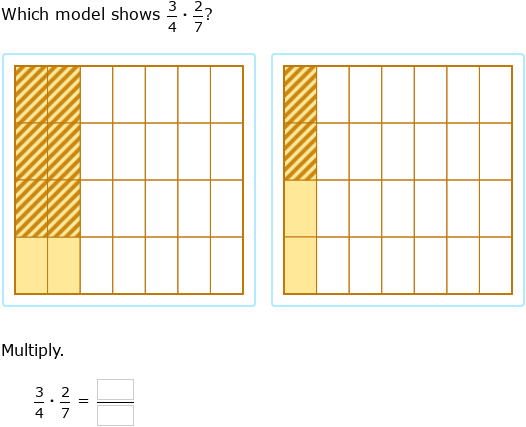 IXL - Multiply two fractions using models (Year 7 maths practice)