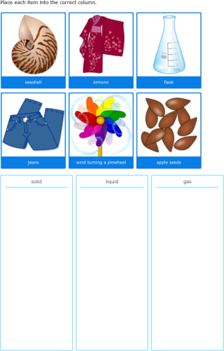 IXL - Identify and sort solids, liquids and gases (Year 4 science practice)