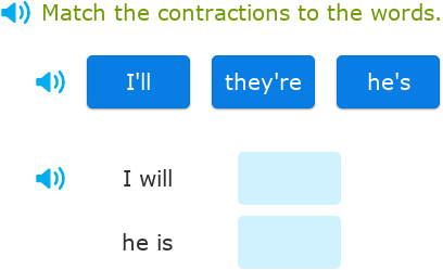 IXL - Match the contractions (Year 1 English practice)