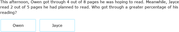 IXL - Compare fractions: word problems (Year 7 maths practice)