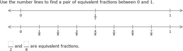 IXL - Find equivalent fractions using number lines (Year 4 maths practice)