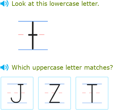 IXL - Choose the uppercase letter that matches: F, I, J, L, M, T, Y ...