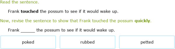 IXL - Revise the sentence using a stronger verb (Year 3 English practice)