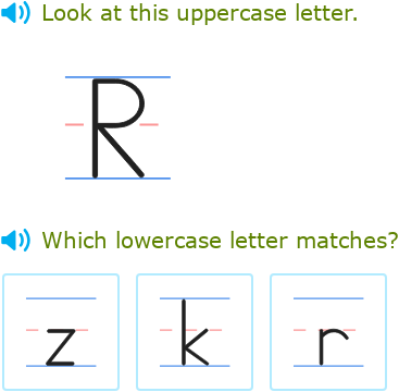 IXL - Choose the lowercase letter that matches: a, b, d, e, g, h, n, q ...