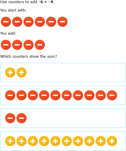 IXL - Add and subtract integers using counters (Year 7 maths practice)
