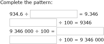 IXL - Decimal division patterns over increasing place values (Year 6 maths practice)