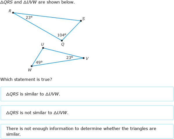 IXL - Angle-angle criterion for similar triangles (Year 8 maths practice)