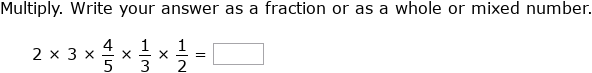 IXL - Multiply three or more fractions and whole numbers (Year 7 maths practice)
