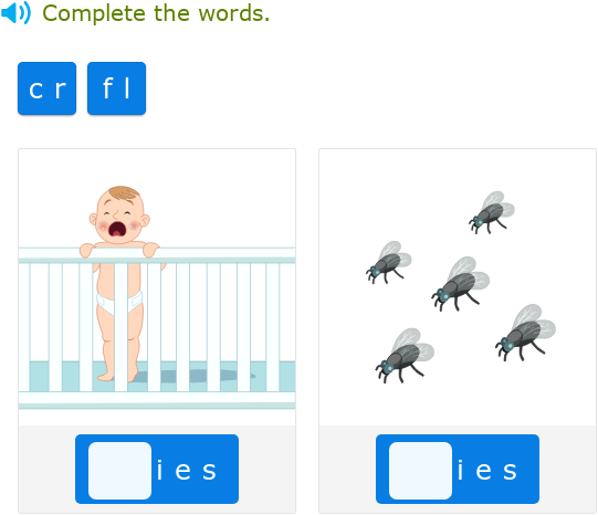 IXL - Complete the vowel digraph words (Year 1 English practice)