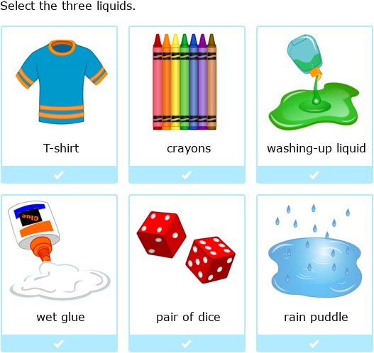 IXL - Identify solids and liquids (Year 3 science practice)