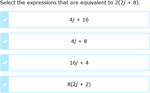 IXL - Identify equivalent linear expressions (Year 7 maths practice)