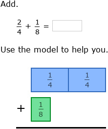 IXL - Add fractions with unlike denominators using models (Year 5 maths ...
