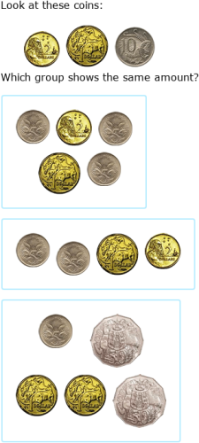IXL - Equivalent amounts of money - up to $5 (Year 3 maths practice)