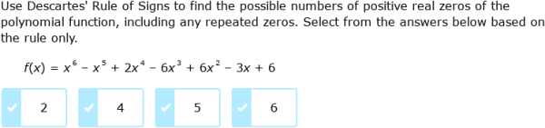 IXL - Descartes' Rule of Signs (Year 12 maths practice)