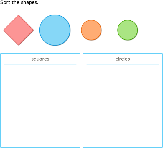 IXL - Sort circles, triangles, squares and rectangles (Foundation maths practice)