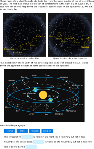IXL - Constellations and the changing night sky (Year 5 science practice)