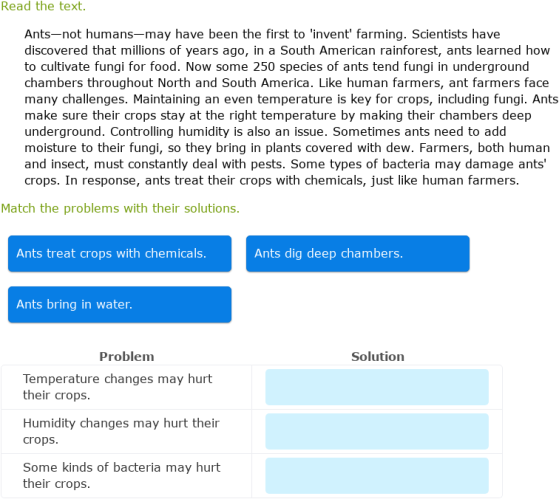 IXL - Match problems with their solutions (Year 6 English practice)