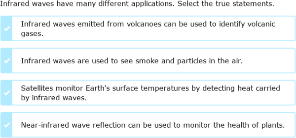 IXL - Applications of infrared waves (Year 9 science practice)