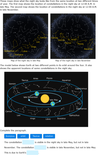 IXL - Constellations and the changing night sky (Year 4 science practice)