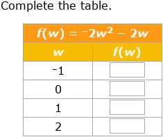 IXL - Complete a function table: quadratic functions (Year 11 maths practice)