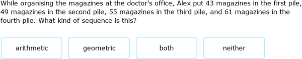 IXL - Identify arithmetic and geometric sequences (Year 7 maths practice)