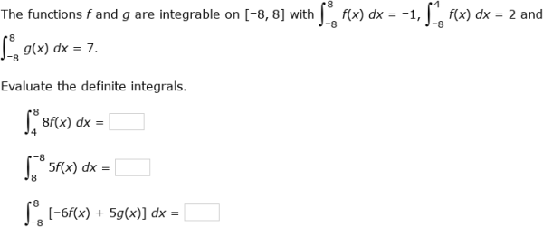 IXL - Properties of definite integrals (Year 12 maths practice)