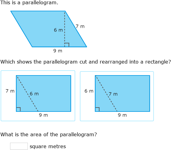 IXL - Understanding area of a parallelogram (Year 7 maths practice)