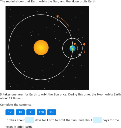 IXL - Analyse models of the Earth-Sun-Moon system (Year 6 science practice)